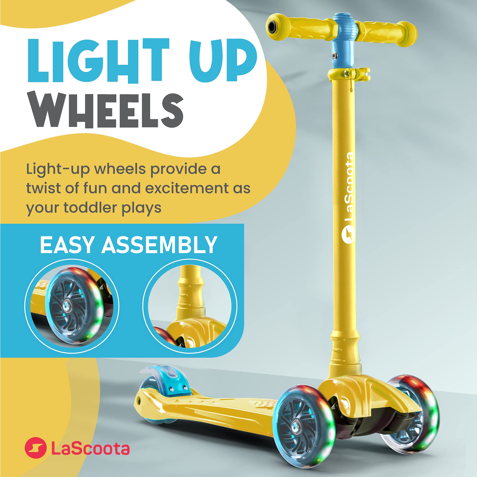 LaScoota 2-in-1 Kids Kick Scooter, Adjustable Height Handlebars and ...