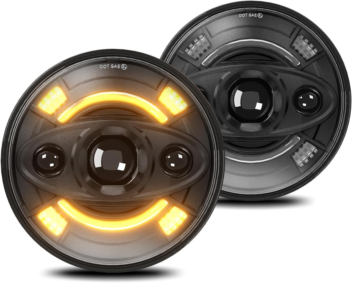 Amazon.com: Shkalacar 7 Inch Round Led Headlights With Hi/Lo Beam, Drl ...