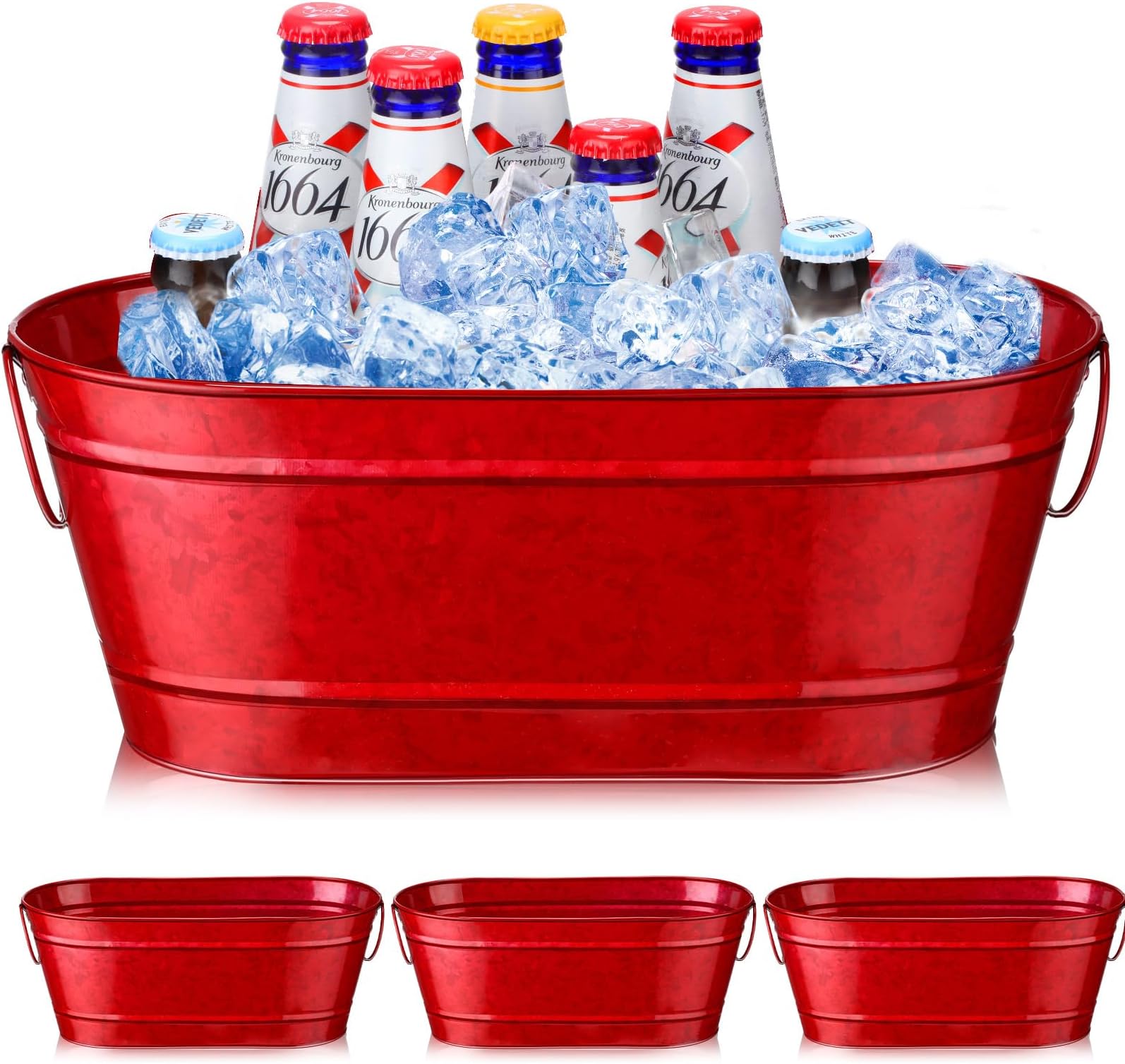 Amazon.com: Seewey 4 Pack Oval Metal Galvanized Tub 2.4 Gallons ...