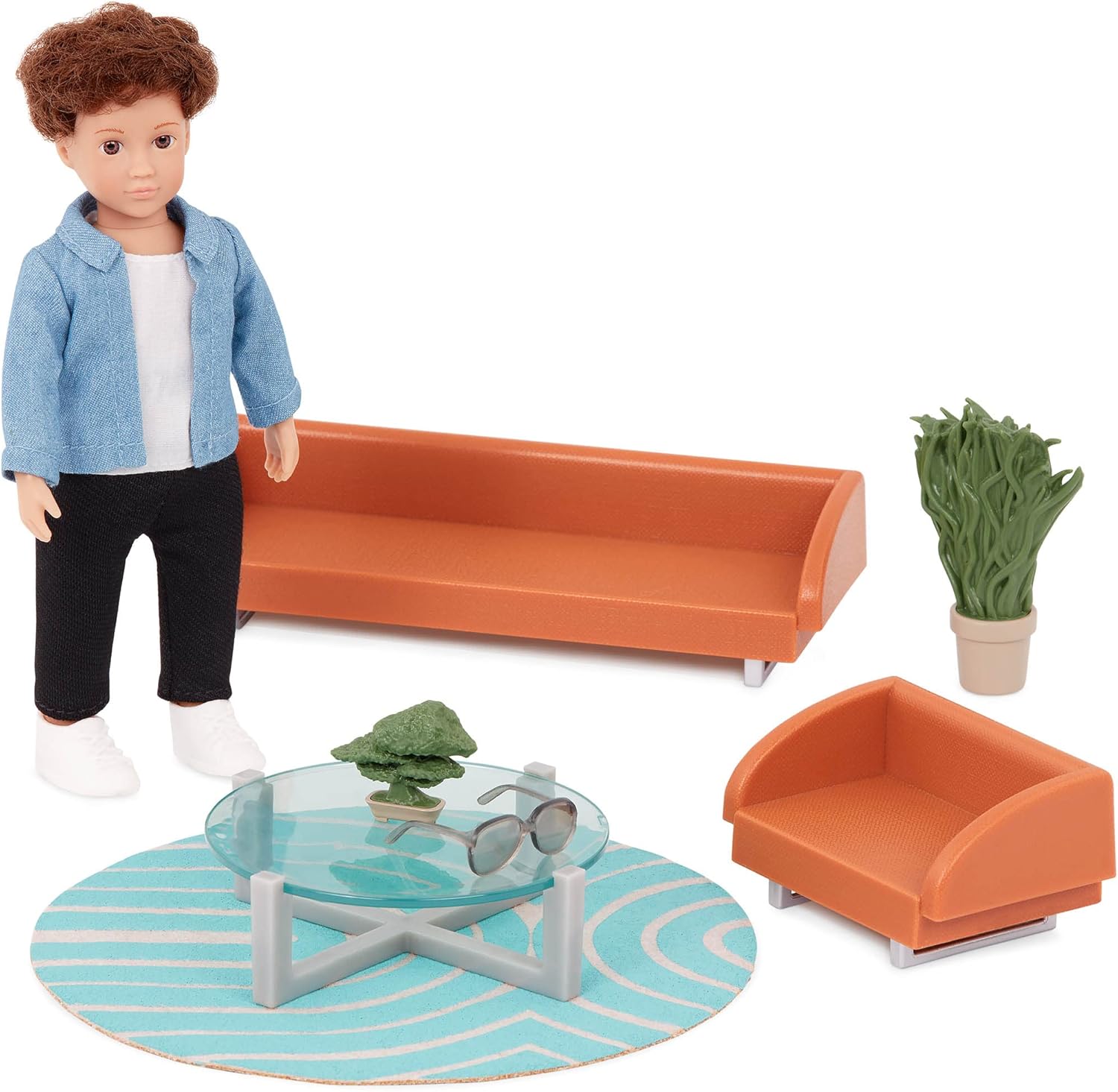 Amazon.com: Lori – Mini Boy Doll & Toy Living Room Furniture – 6-Inch ...