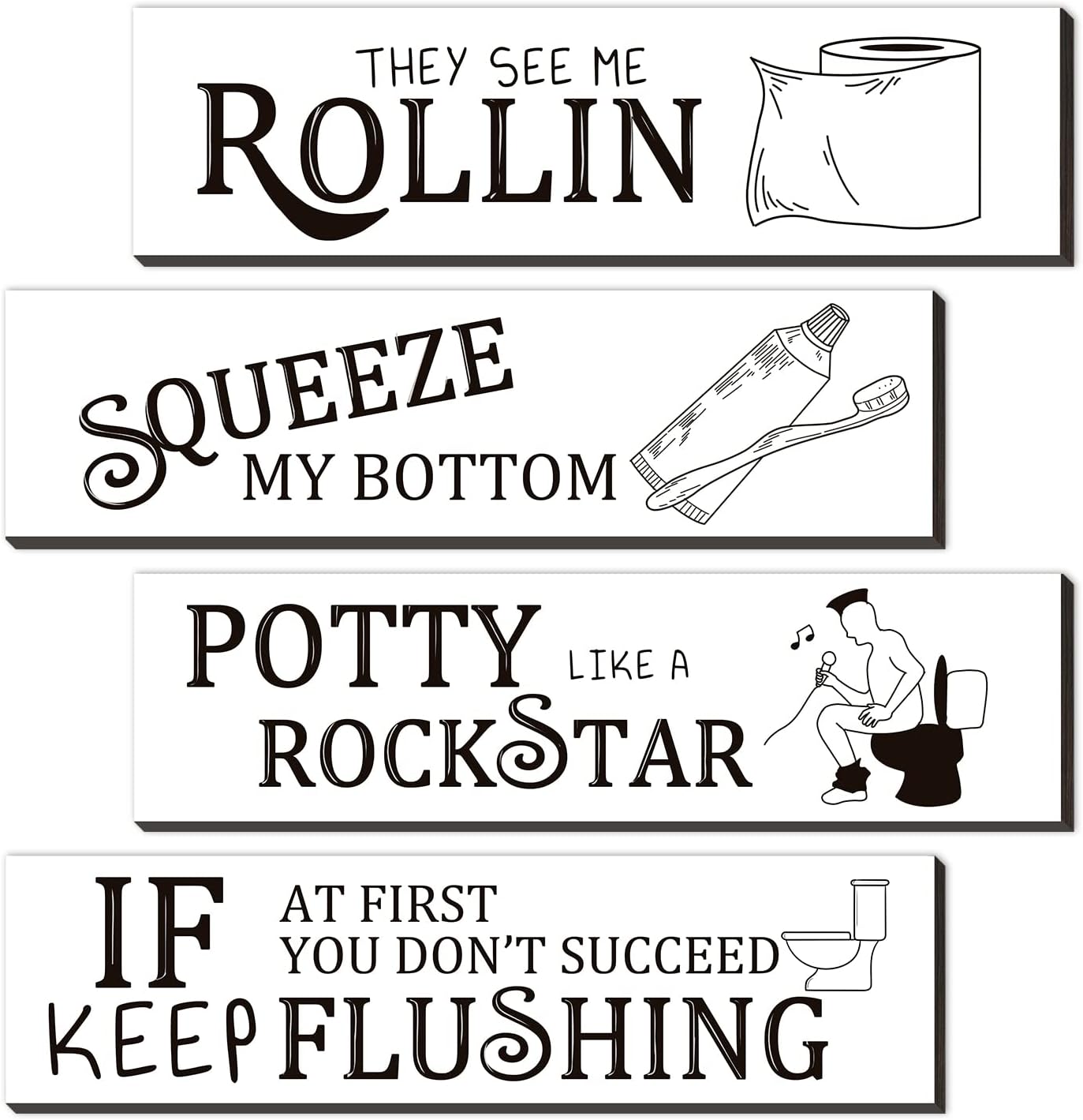 Amazon.com: 4 Pcs Bathroom Decor Hanging Wall Art Prints Plaques, Funny ...