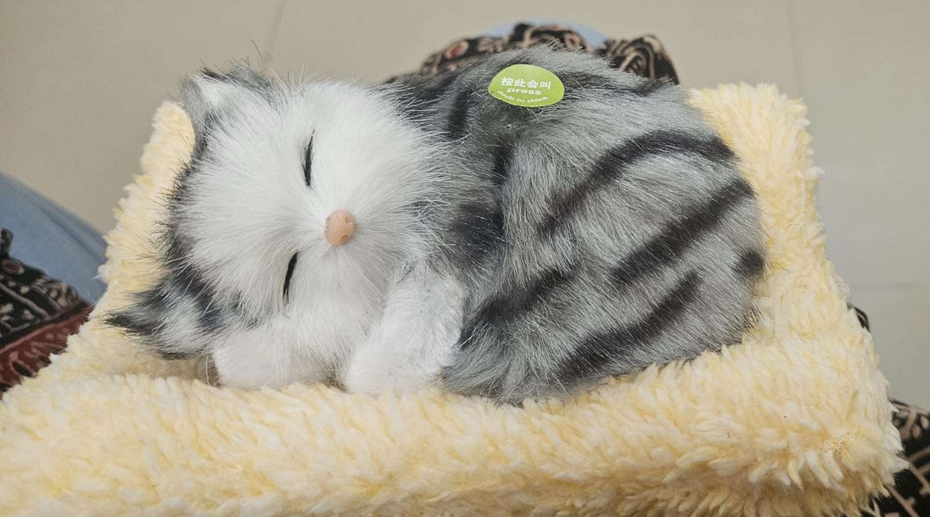 SUPER TOY Cute Sleeping Cat Plush Toy with Meow Sound, Gift for Kids ...