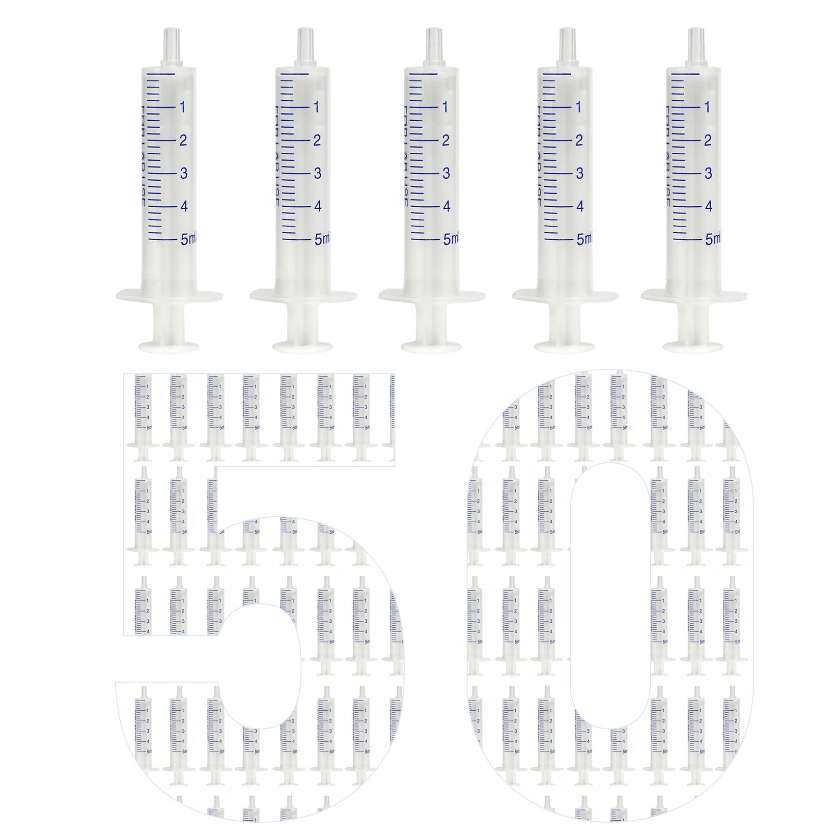 Snapklik.com : 50 Pack 5 Ml Plastic Syringe, Luer Slip Syringe, Used In ...