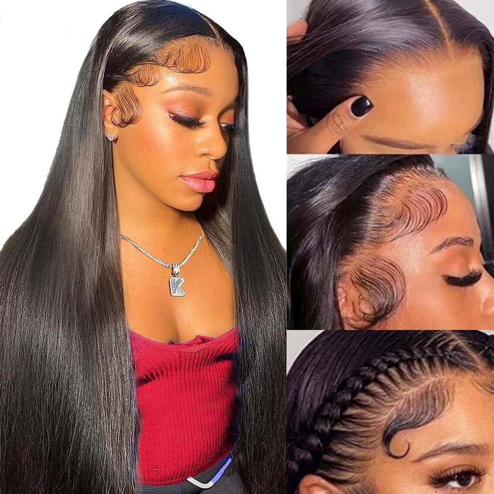 Amazon.com : SOPSFR 13x6 HD Lace Front Wigs 28 Inch Straight Human Hair ...