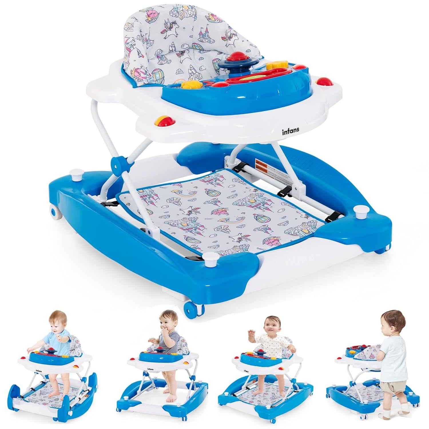 Amazon.com : INFANS Baby Walker, 5 in 1 Behind Walker Learning Seated ...