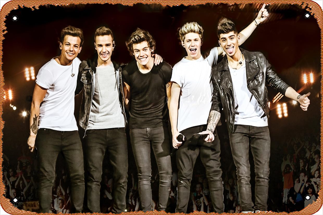 Amazon.com : One Direction 1d Wallpaper Retro Metal Sign for Garden ...