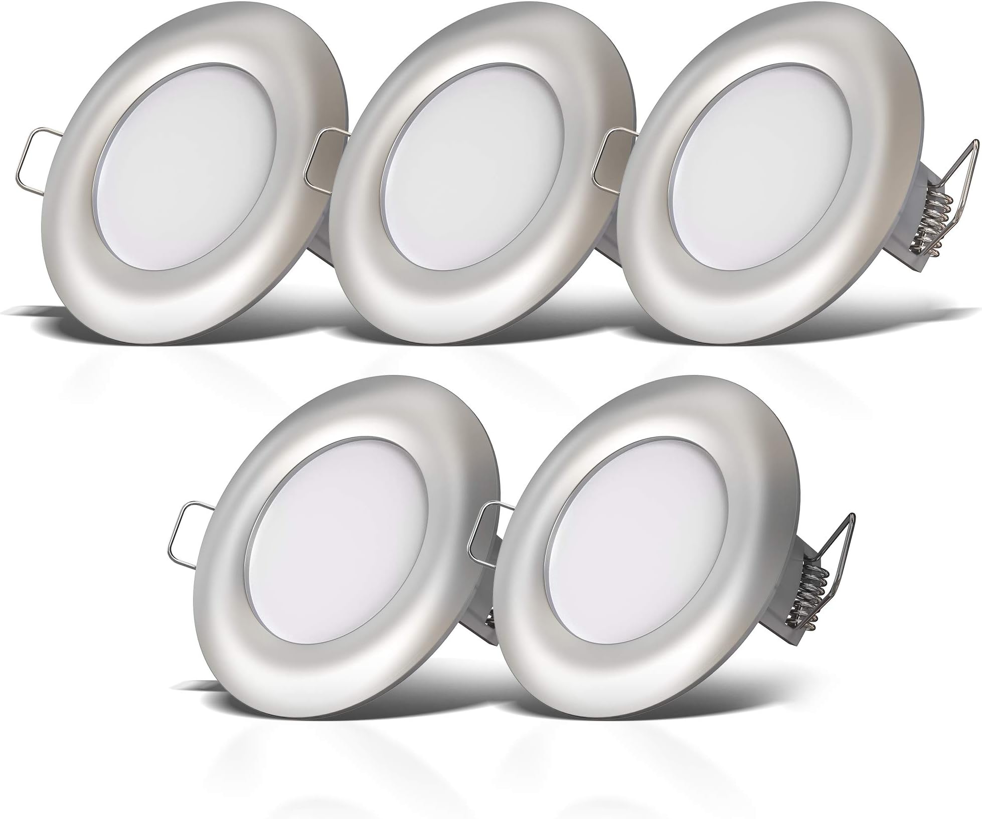 B.K.Licht - 5er Set LED Bad Einbaustrahler 230V flach, neutralweiße ...