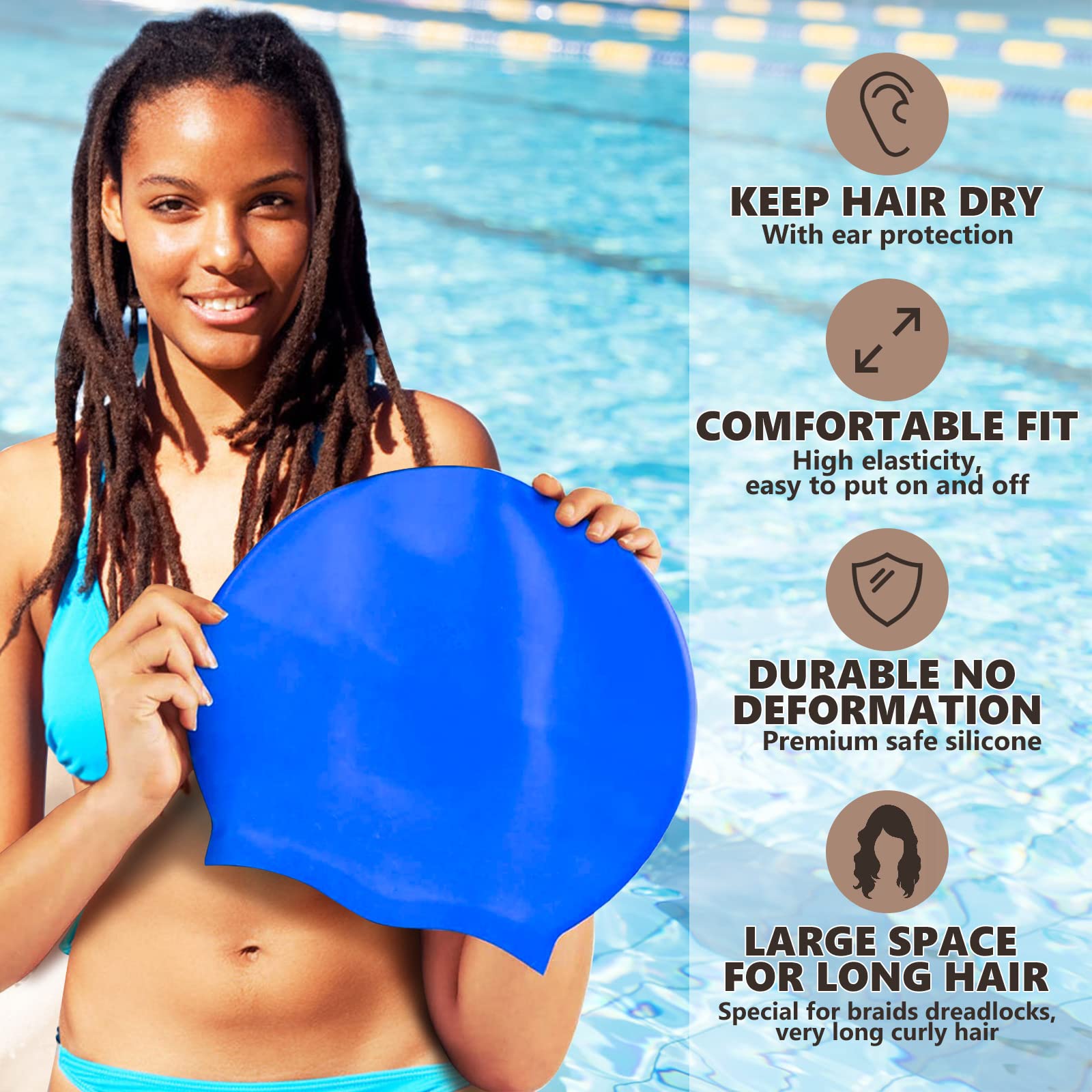 Snapklik.com : YOGINGO Extra Large Swim Cap For Women And Men Adult ...