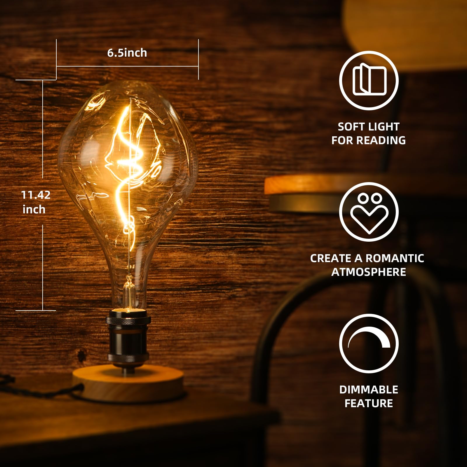 Antique Edison Bulbs 100 Watt 4Pack G25 LED Edison Globe Light Bulb,