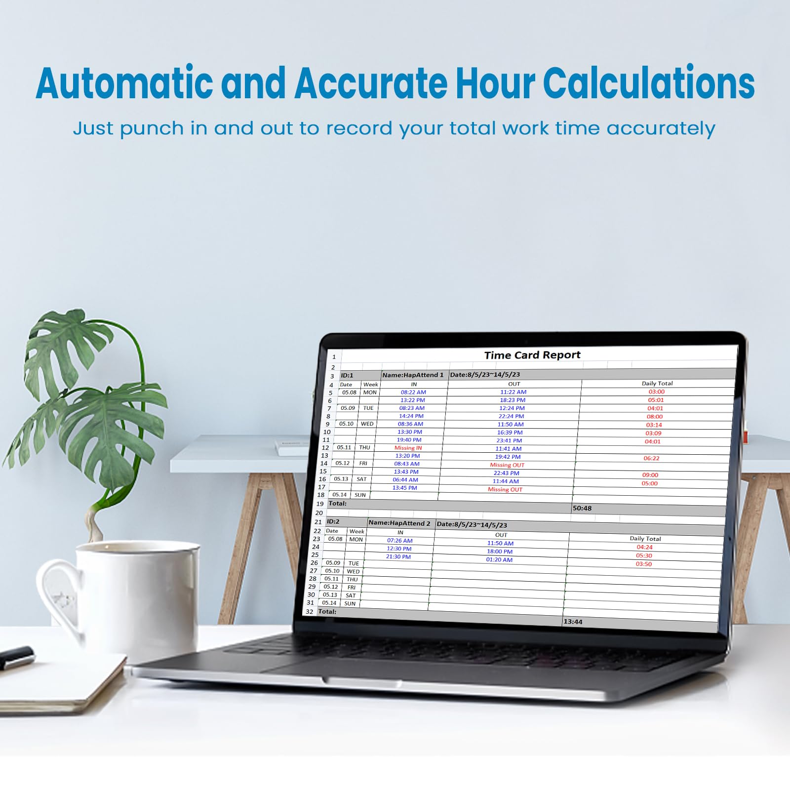 Snapklik.com : HapAttend Time Clock - Fingerprint Time Clocks For Employees Small Business ...