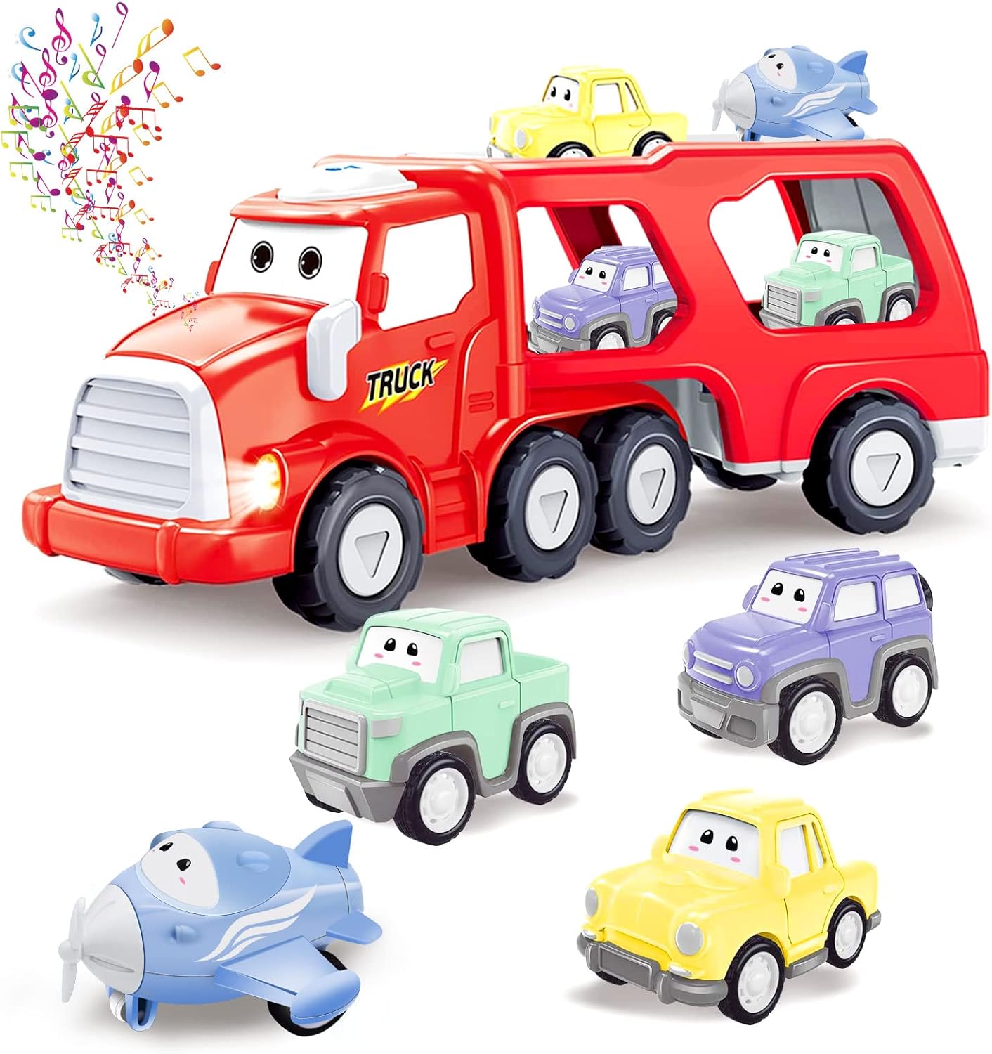 Carritos Juguetes para Niño, 5 en 1 Camión de Transporte de Coches de ...