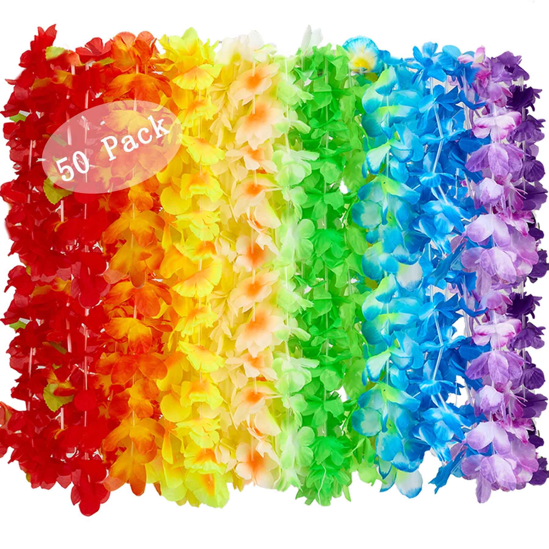 Snapklik.com : 50 PCS Hawaiian Leis Bulk, Tropical Flower Lei Hawaiian ...