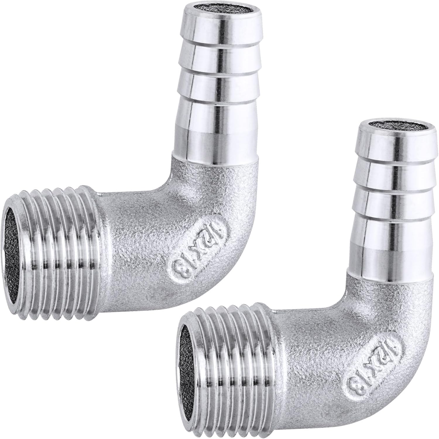 Amazon.com: OIIKI 2pcs 1/2" Hose Barb x 1/2" Male NPT Adapter, Stainless Steel 90 Degree Elbow ...