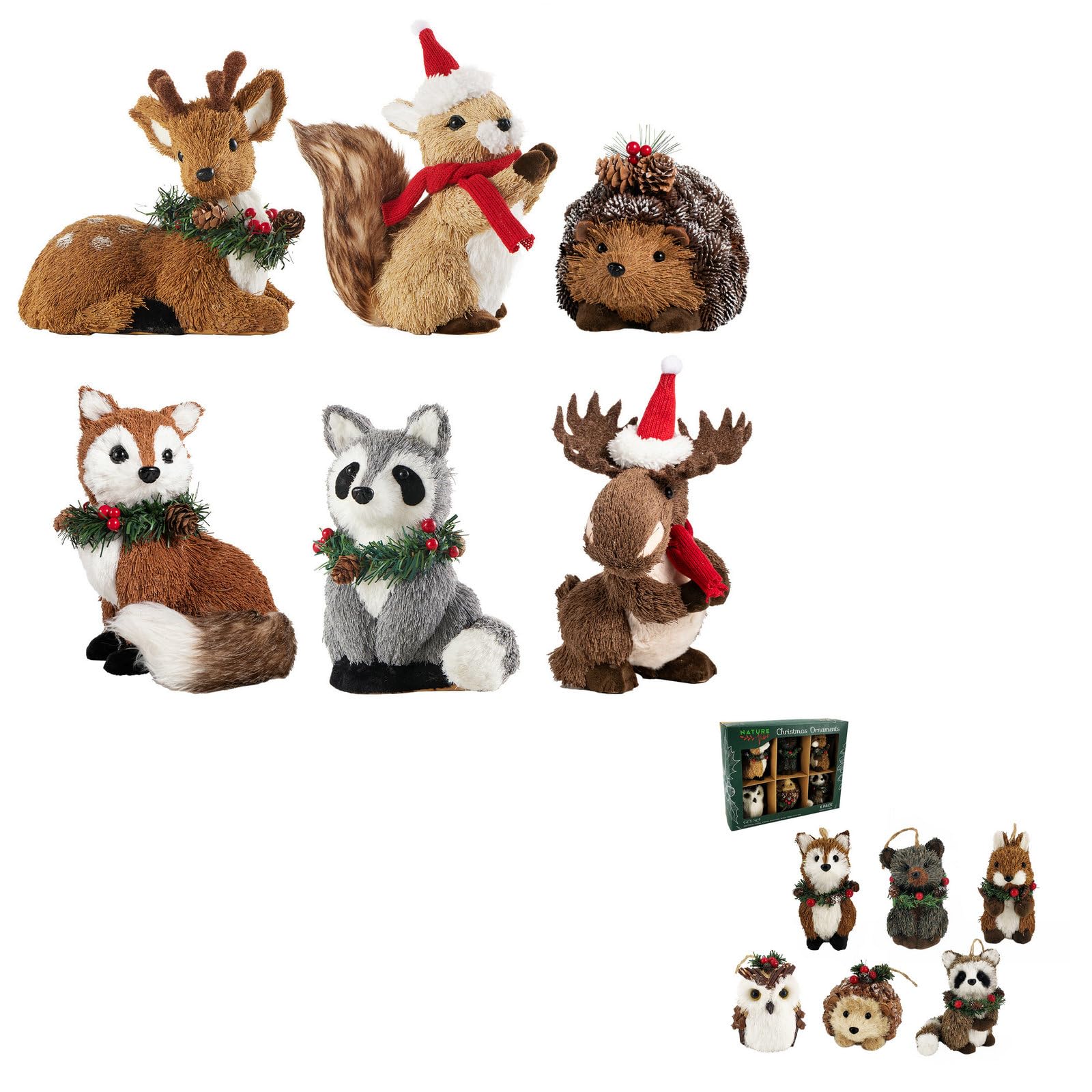 Amazon.com: Nature Vibe Sisal Christmas Animal Mini Ornaments Gift Box ...