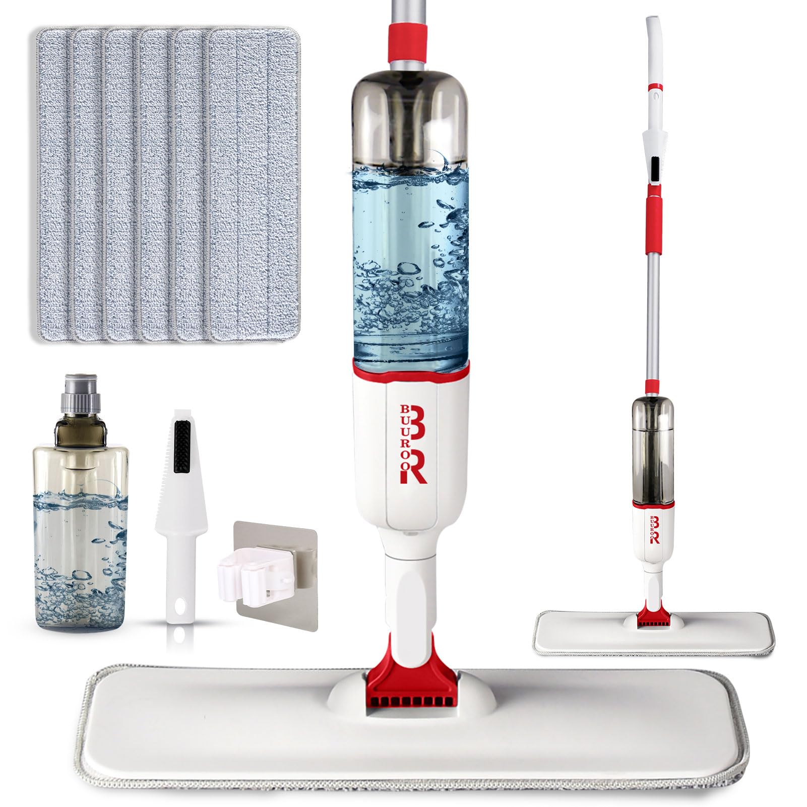 Mops for Floor Cleaning Wet Spray Mop with 470ML Spray Bottle and 6 ...