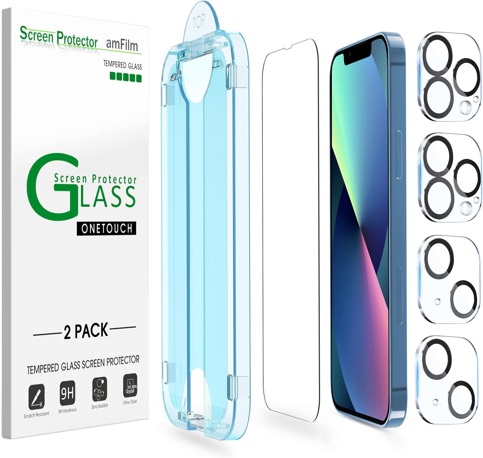 Amazon.com: amFilm Screen Protector OneTouch Compatible with iPhone 13 ...