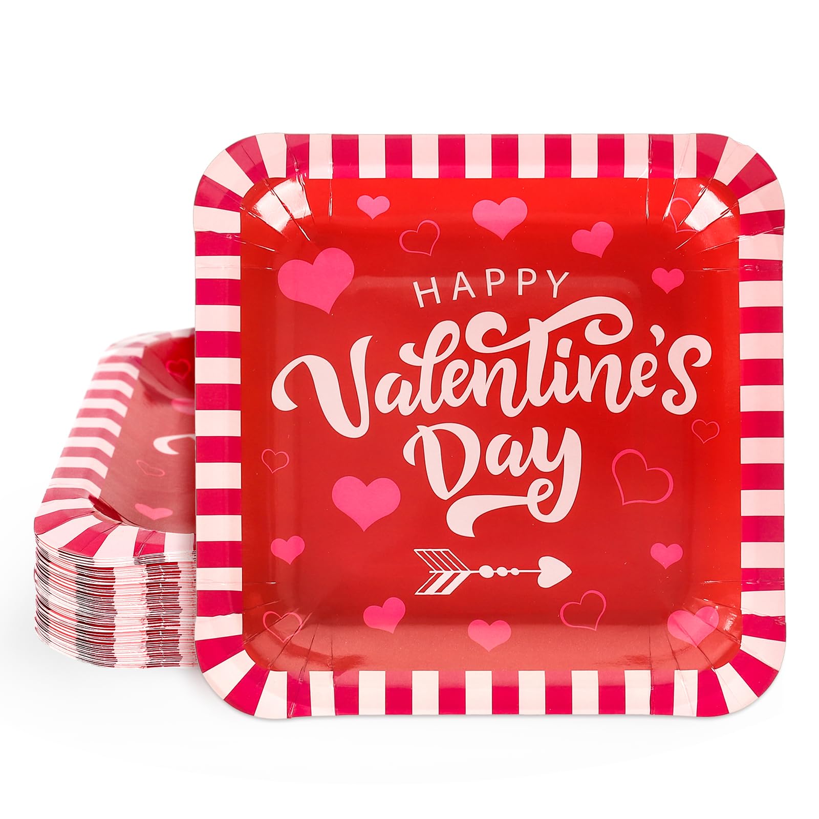 Amazon.com: Whaline 40Pcs Happy Valentine’s Day Paper Plates Heart ...