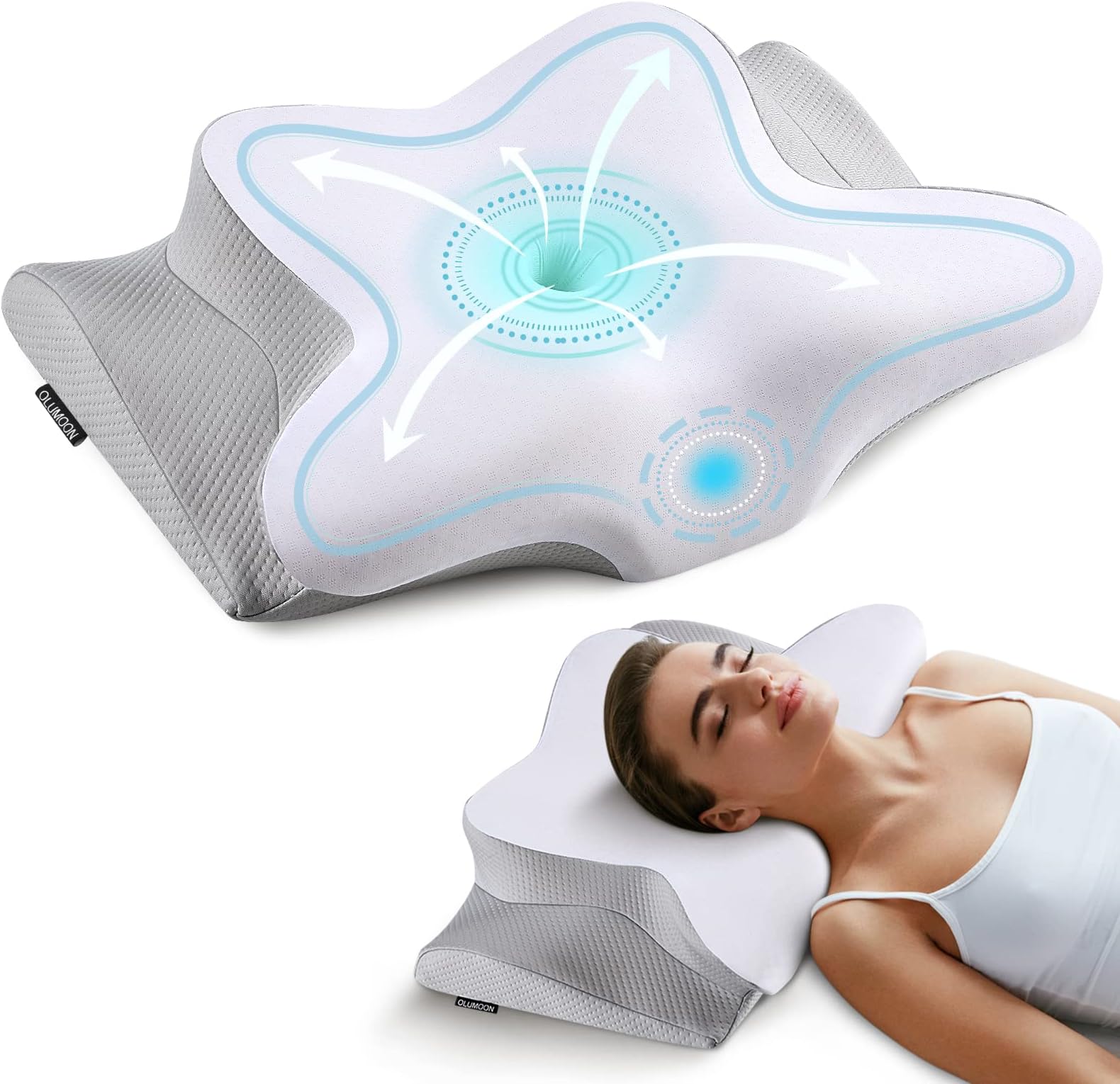 Amazon.com: Ergonomic Memory Foam Neck Pillow with Cooling Case ...