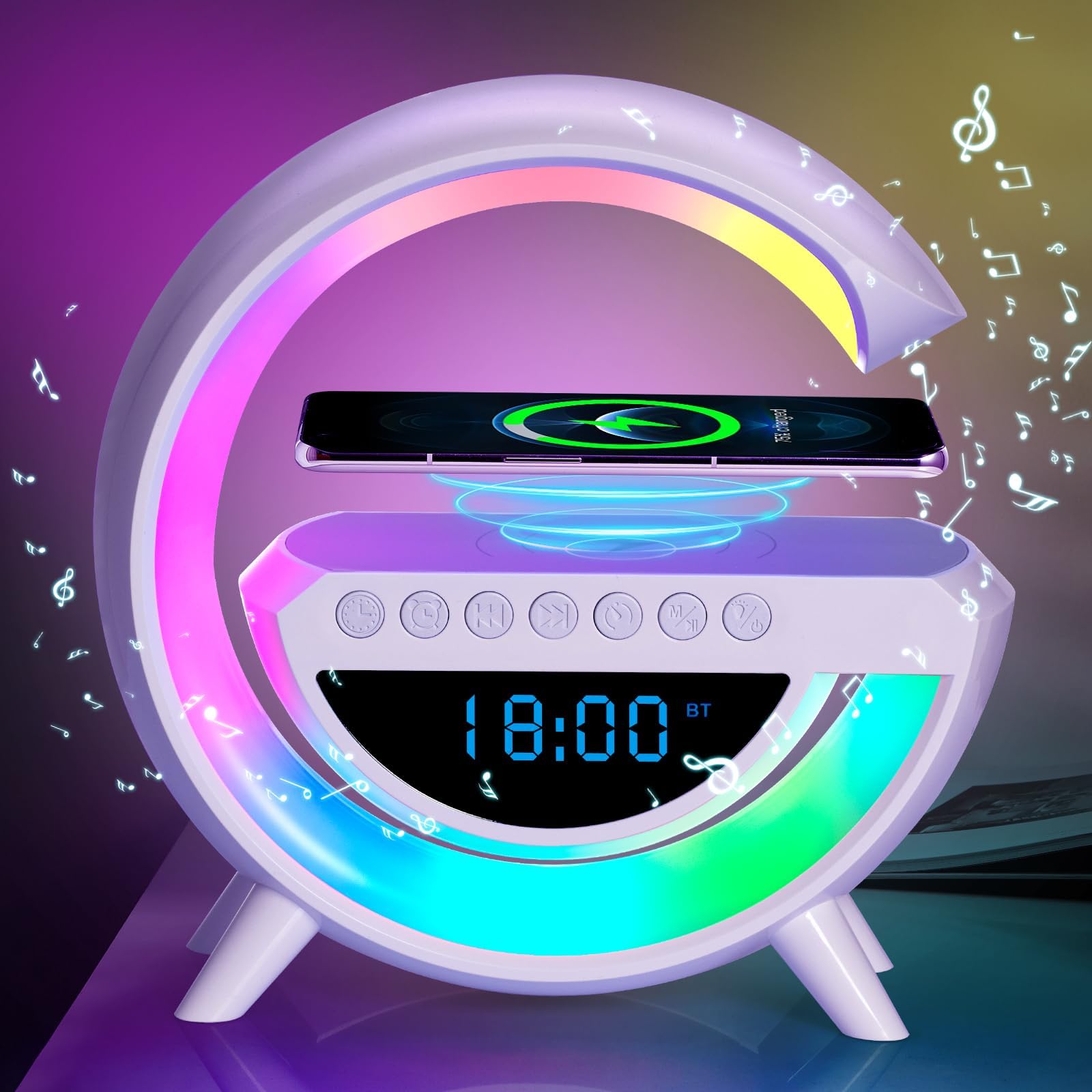 ZOOPEEN White Noise Machine Alarm Clock for Bedroom Bluetooth Speaker ...