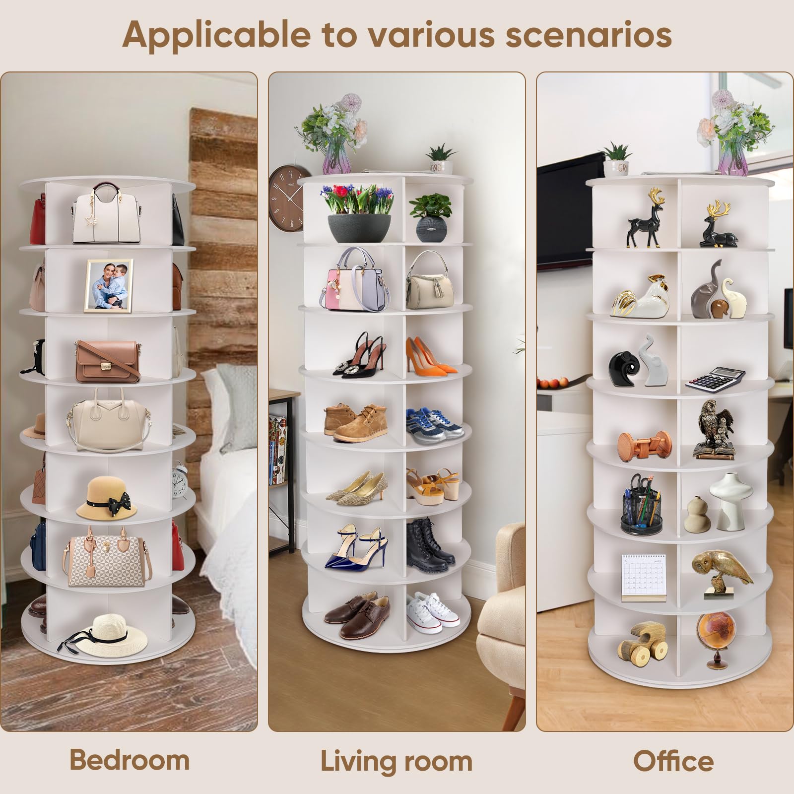 Snapklik.com : 7 Tier Rotating Shoe Rack Tower, 360 Revolving Shoe ...