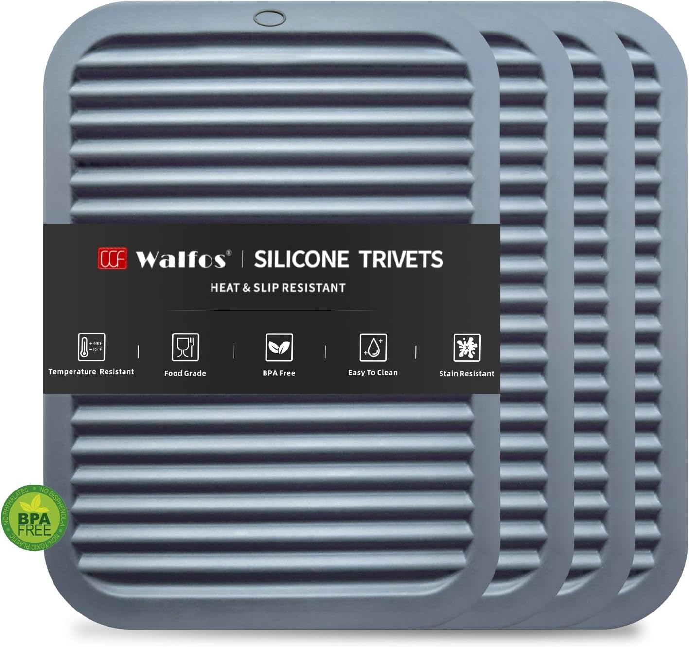 Walfos Silicone Trivets for Hot Pots and Pans - Heat Resistant Hot Pads ...