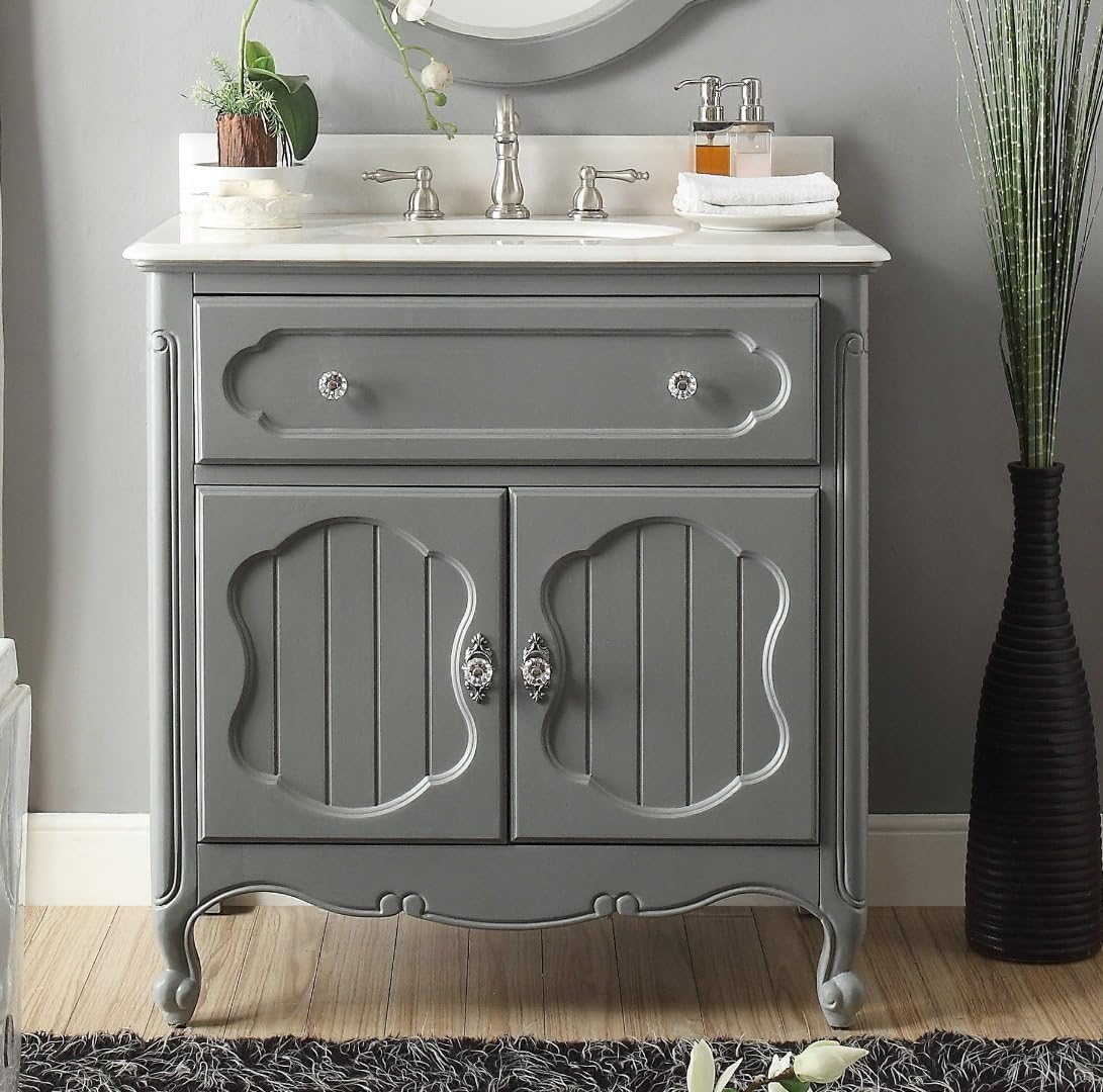 Amazon.com: Benton Collection 34” Knoxville Bathroom Sink Vanity (Gray ...