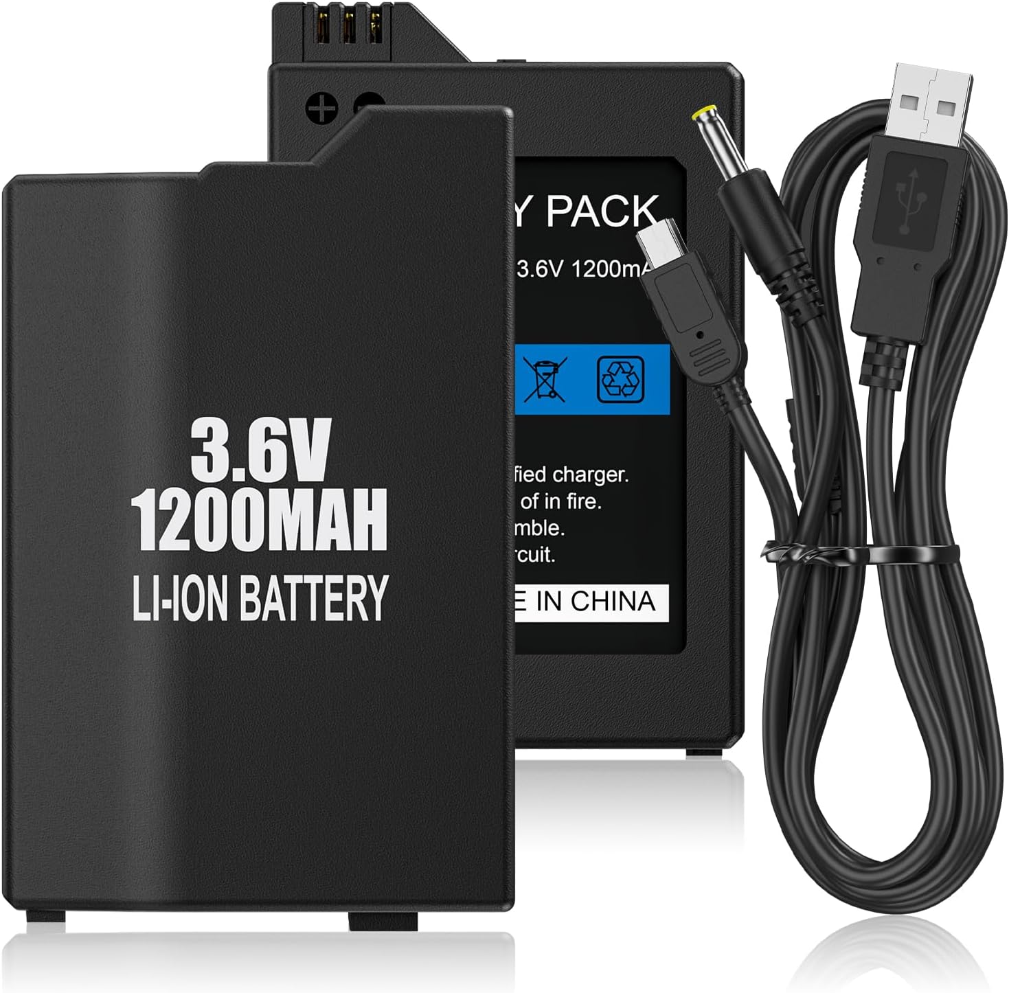 Amazon.com: BSSING PSP Battery, 2Pcs 3.6v 1200mAh Lithium Ion ...