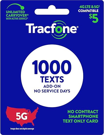 Amazon.com: Tracfone $5 Text Add–On Card 1000 TXT [Physical Delivery ...