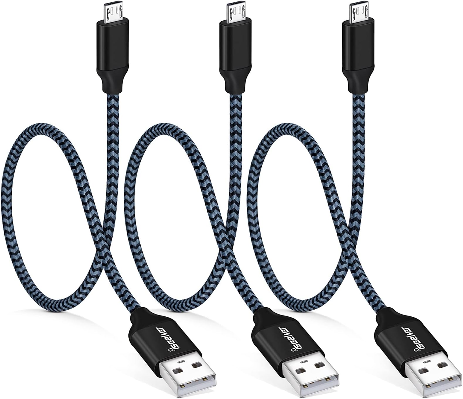 Amazon.com: Micro USB Cable 3ft, 3Pack 3FT Nylon Braided High Speed ...