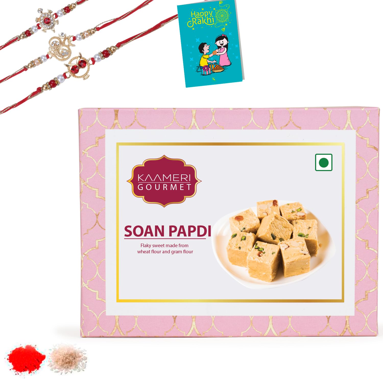 Kaameri Bazaar Rakhi for Brother combo with Sweets - Set of 3 Rakhi ...