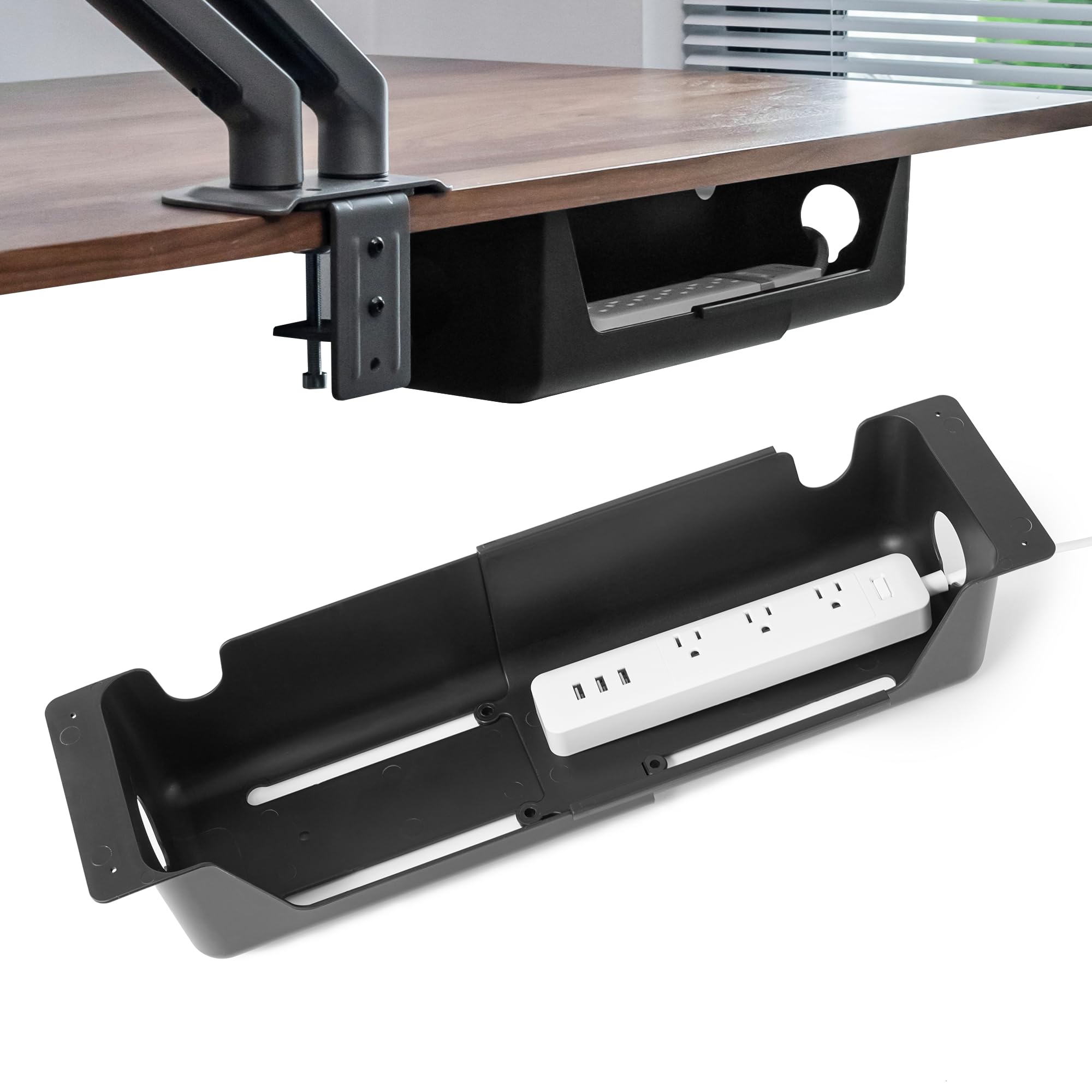 Amazon.com: Aroundesk Cable Management Tray for Under Desk, Extendable ...