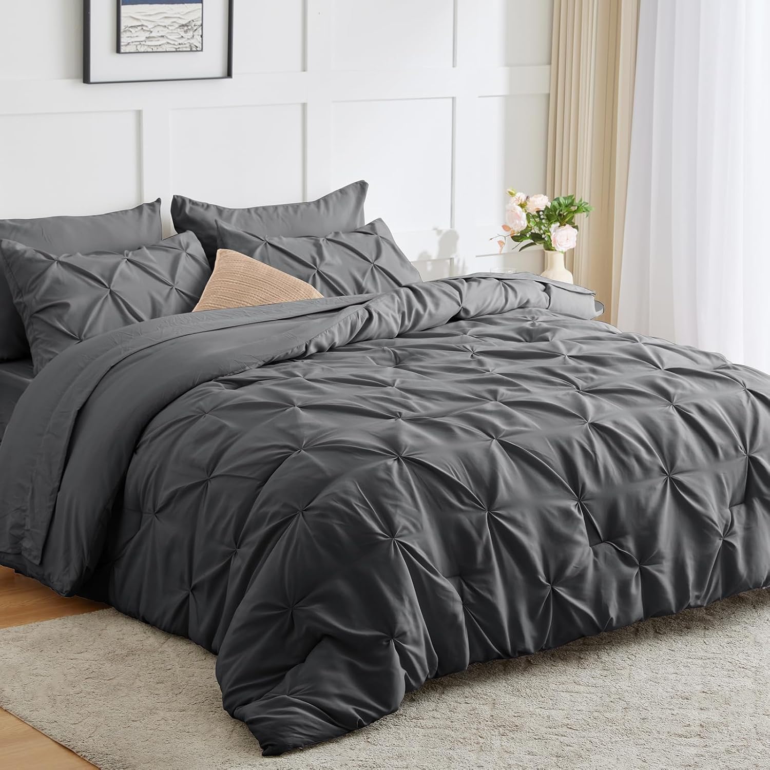 Amazon.com: HIMEET- Dark Grey Comforter for Queen Size Bed (88"x88") 7 ...