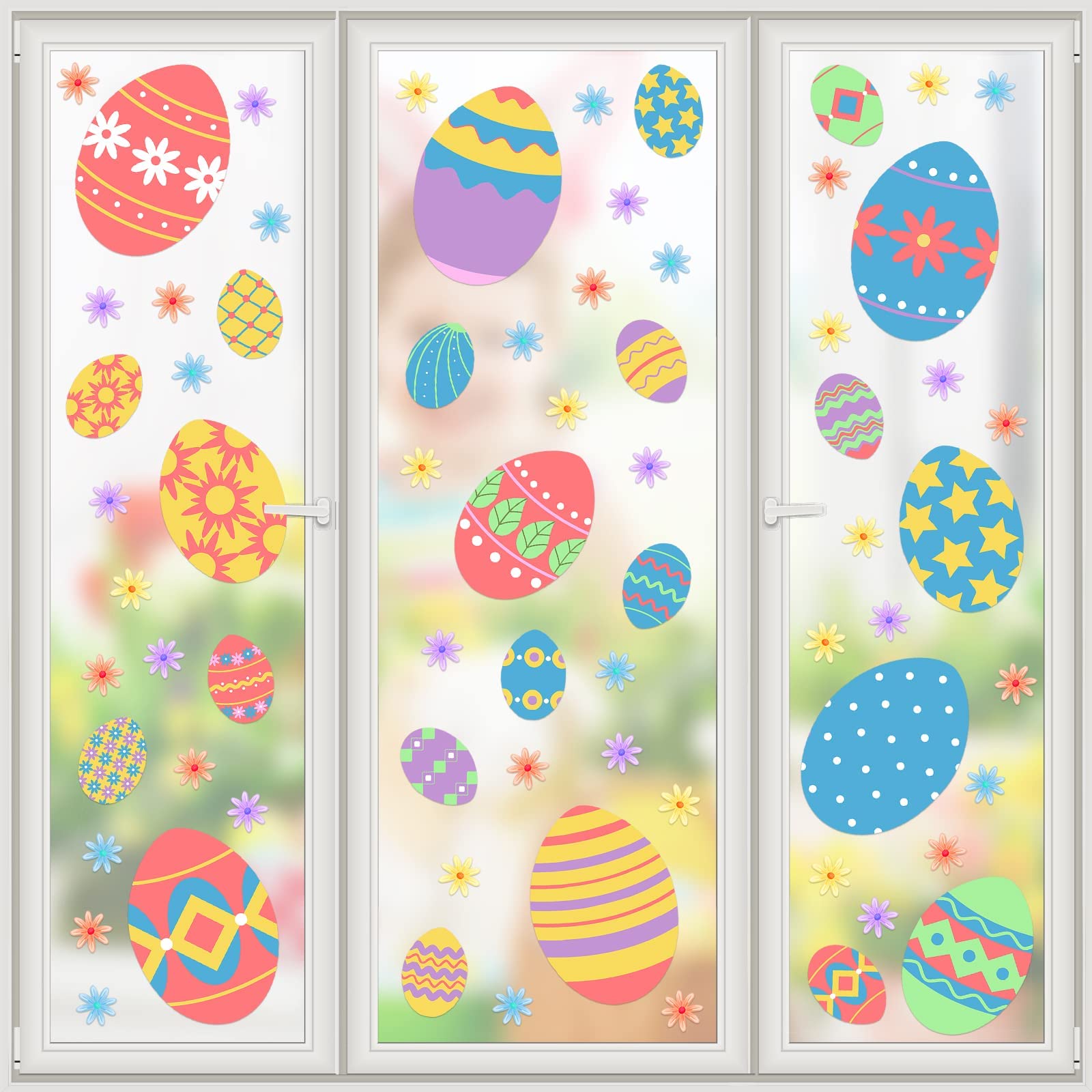Amazon.com: 4 Sheets Easter Window Cling Sticker Removable Easter Egg ...