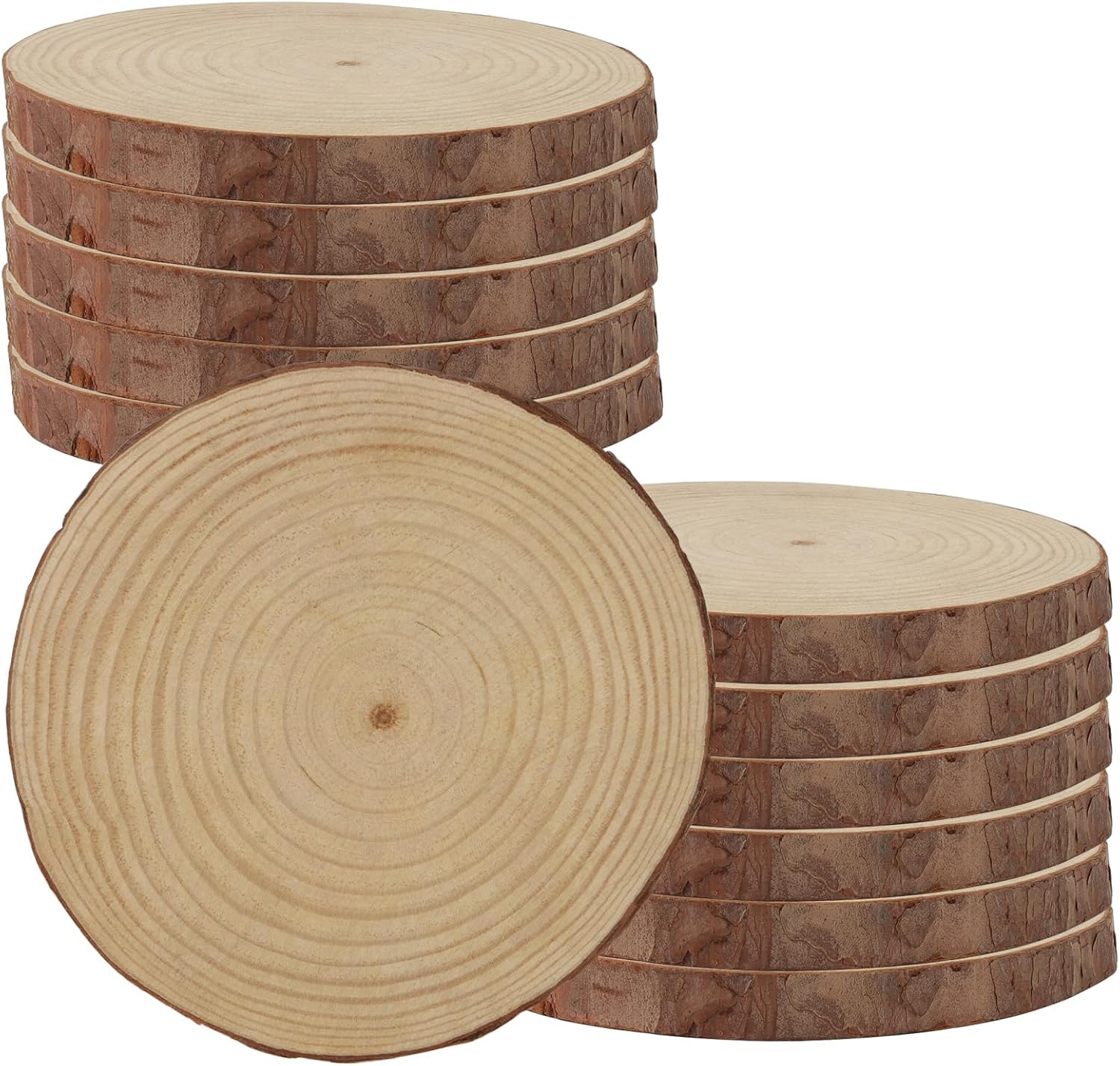 Amazon.com: KINJOEK 12 PCS 6-7 Inch Natural Wood Slices with Bark ...