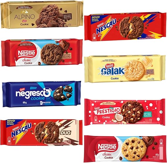 Biscoito Cookies Nestlé 60g 8 Sabores - Alpino, Negresco, Galak ...