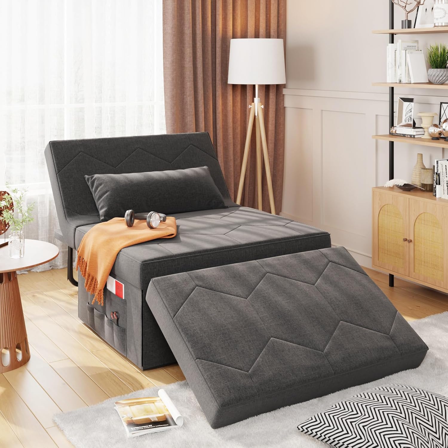Amazon.com: 4 in 1 Sleeper Chair, Convertible Sleeper Sofa with Ottoman ...