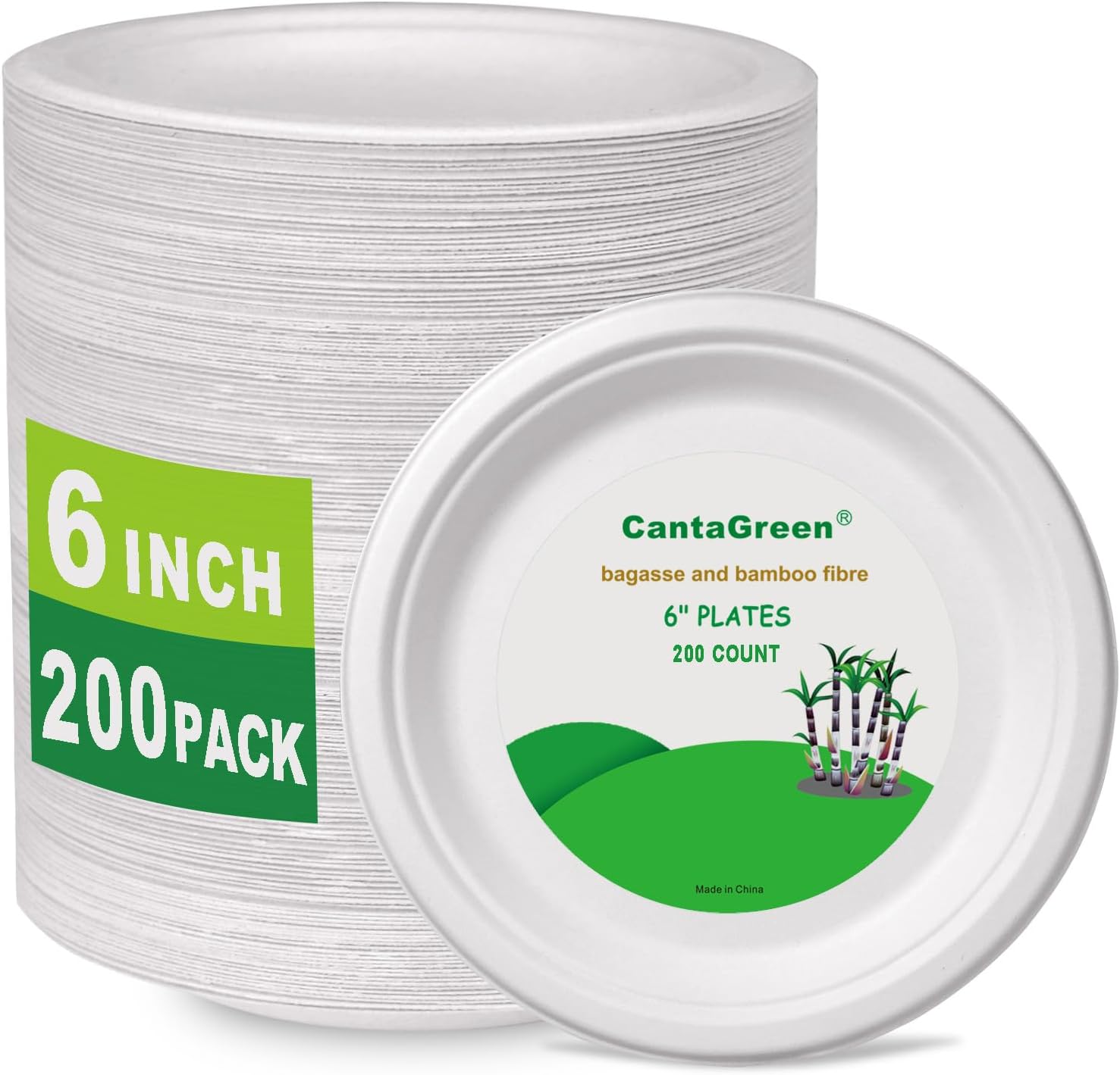 Amazon.com: CantaGreen 200 Count Heavy Duty Compostable Dessert Plates ...