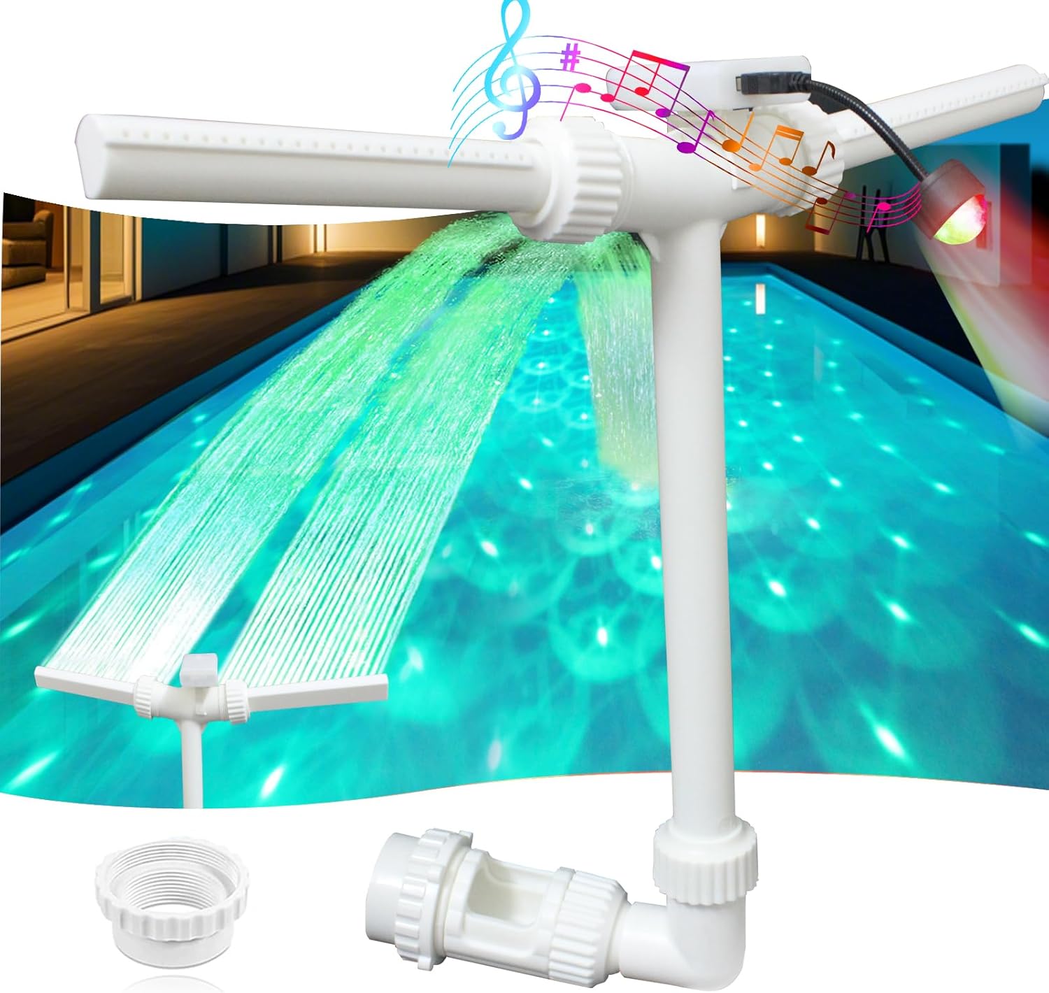 Amazon.com: Pool Fountain with 4-Color LED Light, Pool Water Fountain ...