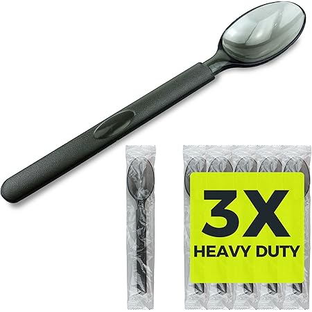Amazon.com: 3X Heavy Duty Plastic Spoons Individually Wrapped, Sturdy ...