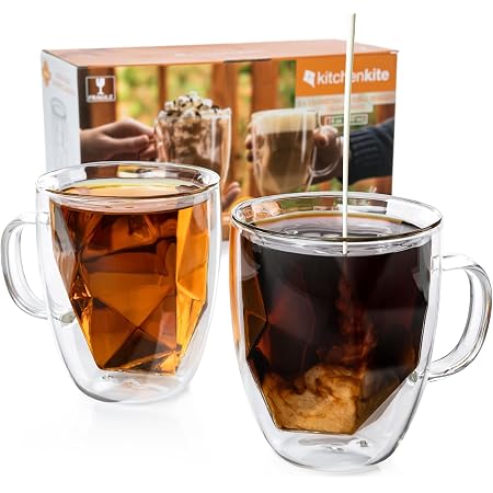 Brod & Taylor Double-Wall Insulated Glass Coffee/Tea Mugs (Set of 2 ...