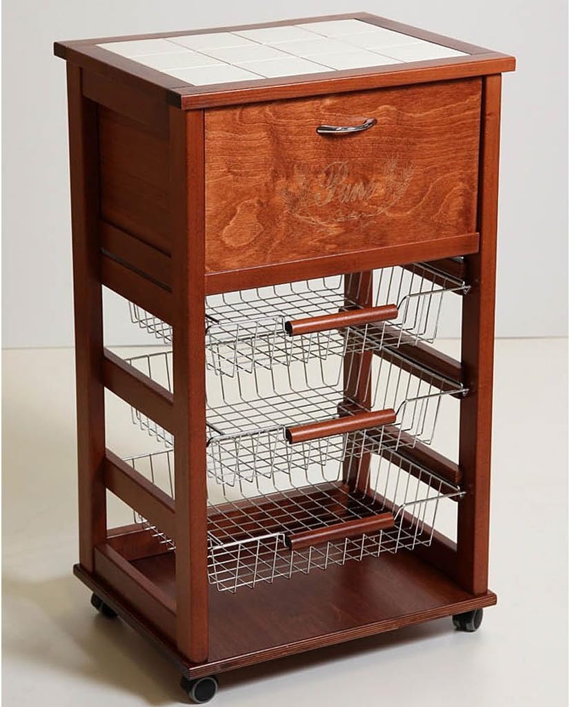 Amazon.com | Ambrogio Store Wooden kitchen trolley for bread - Ambrogio ...