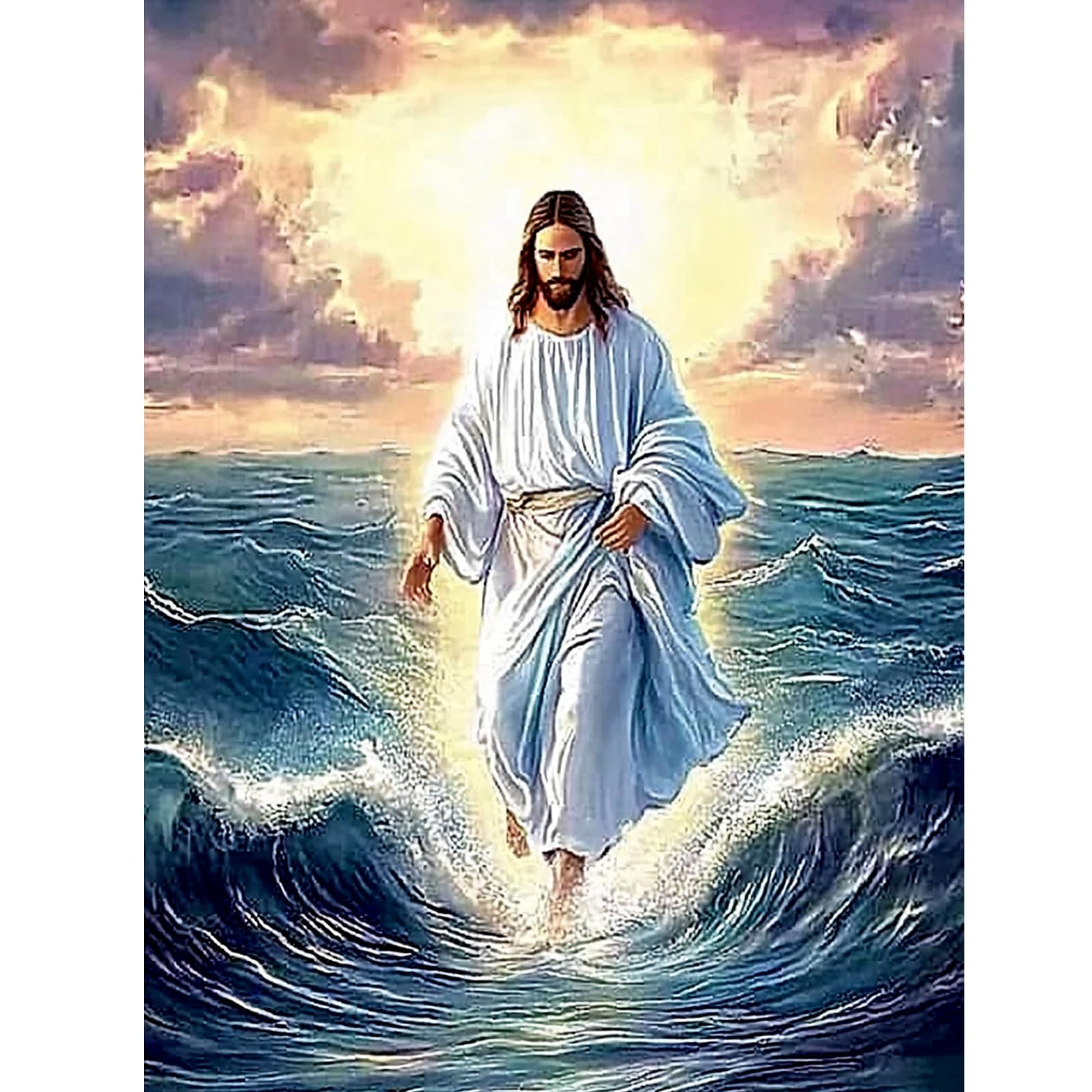 Amazon.com: DIYDECORFUN Jesus Walk On Sea Diamond Painting Kits for ...