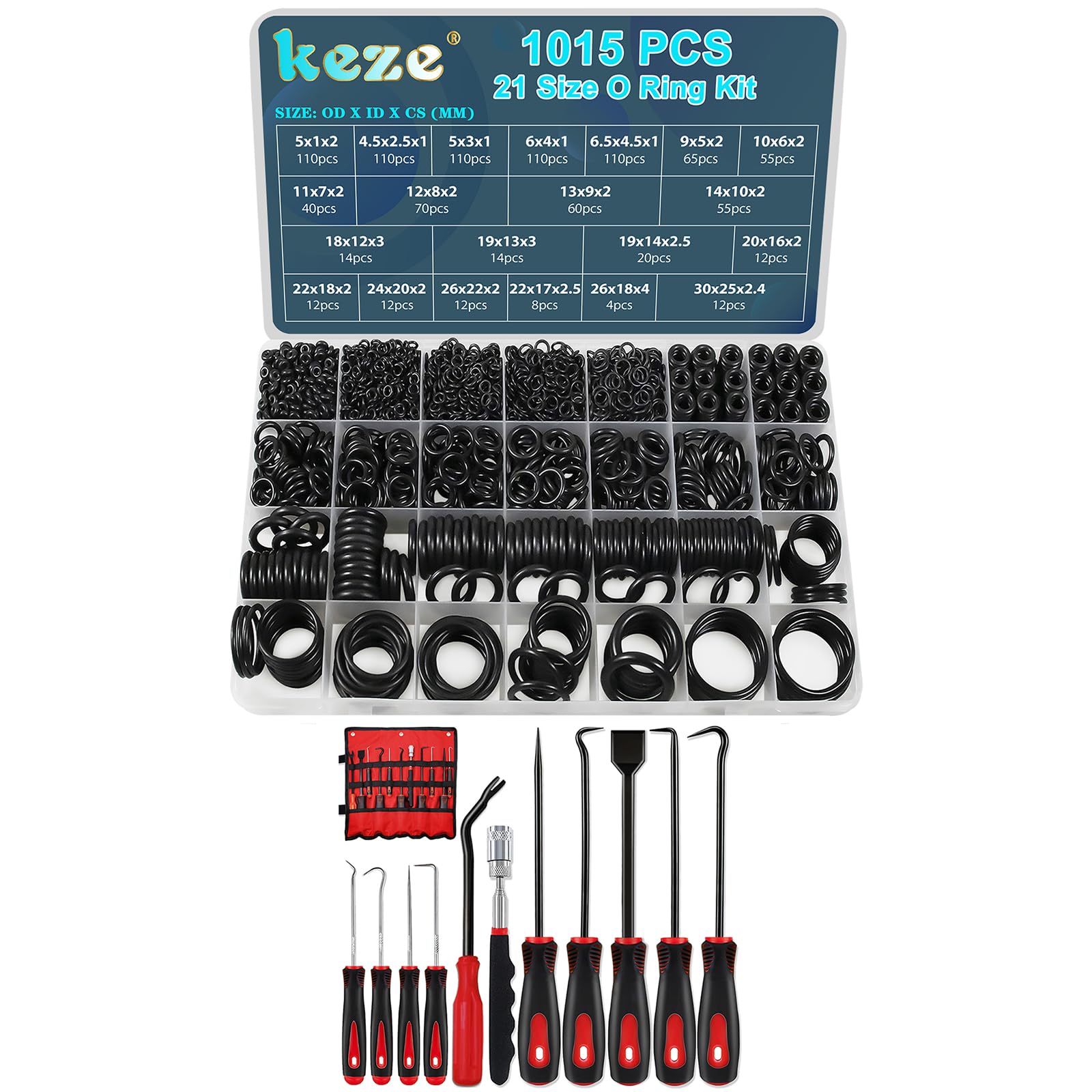 Amazon.com: KEZE 1015 PCS 21 Size Universal Rubber O-Ring Assortment ...