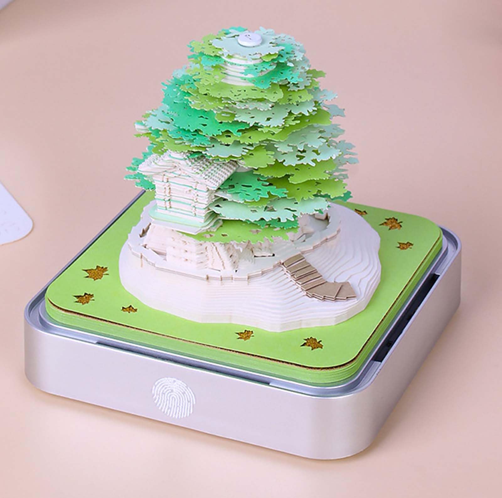 Schreibtisch Kalender mit Lichtern, 3D Kalender Abreißen 2024, 3D Memo Pad Papier Kunst Sakura ...