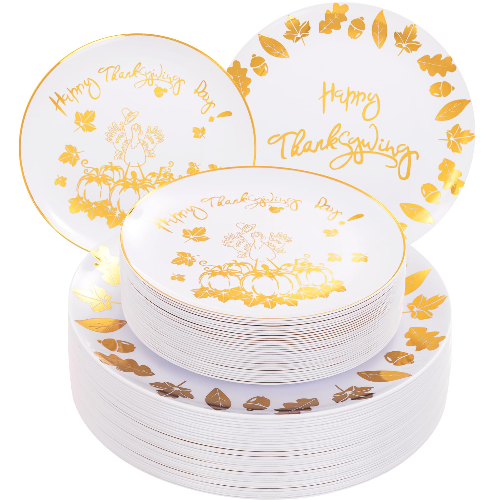 Amazon.com: FLOWERCAT 100PCS Thanksgiving Plates & Turkey Plates ...