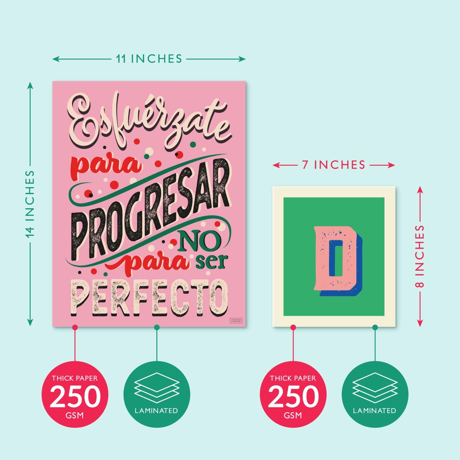 Sweetzer & Orange Set of 8 Motivational Posters in Spanish BIENVENIDOS ...