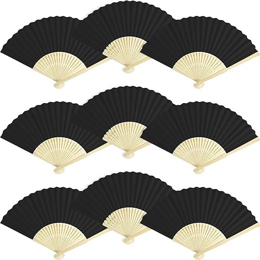 Amazon.com: Grosun 50 Pieces Paper Fans Paper Hand Fan Bamboo Folding ...