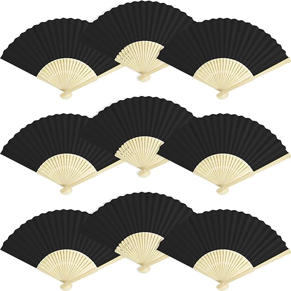 Amazon.com: Grosun 50 Pieces Paper Fans Paper Hand Fan Bamboo Folding ...