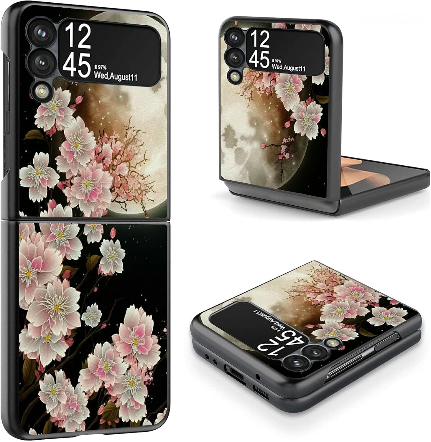 Amazon.com: SROJDHFJB Moon Pink Sakura Print for Samsung Galaxy Z Flip ...
