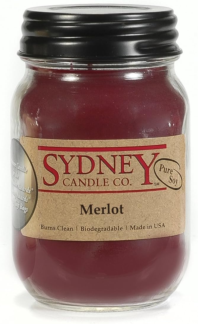 Amazon.com: Sydney Candle Co. - Merlot - Mason Jar Candle (15.5 oz ...